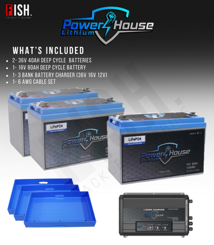 PowerHouse Lithium 16v/36v/36v Battery Bundle – Fish Tackle & Marine